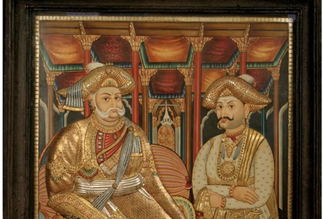 19th century painting of Raja Serfoji and his son Sivaji